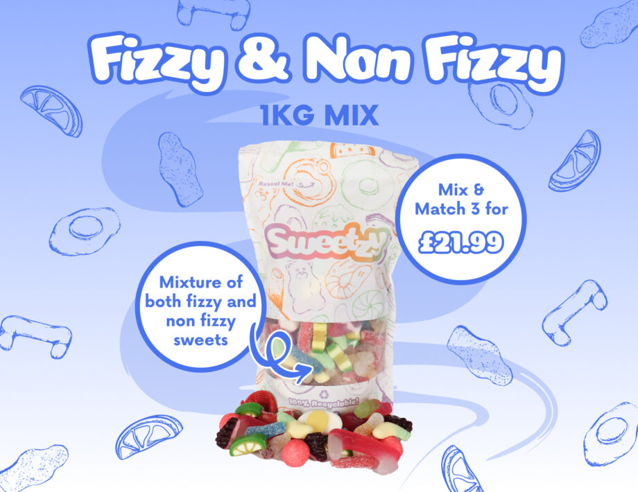 Fizzy & Non-Fizzy Pick n Mix Pouch Sweet Bundle | 1kg Sweet Bags