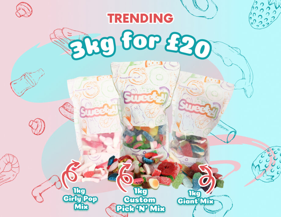 3kg Sweet Bundle for £20 – Giant, Pink & Custom Pick ‘n’ Mix